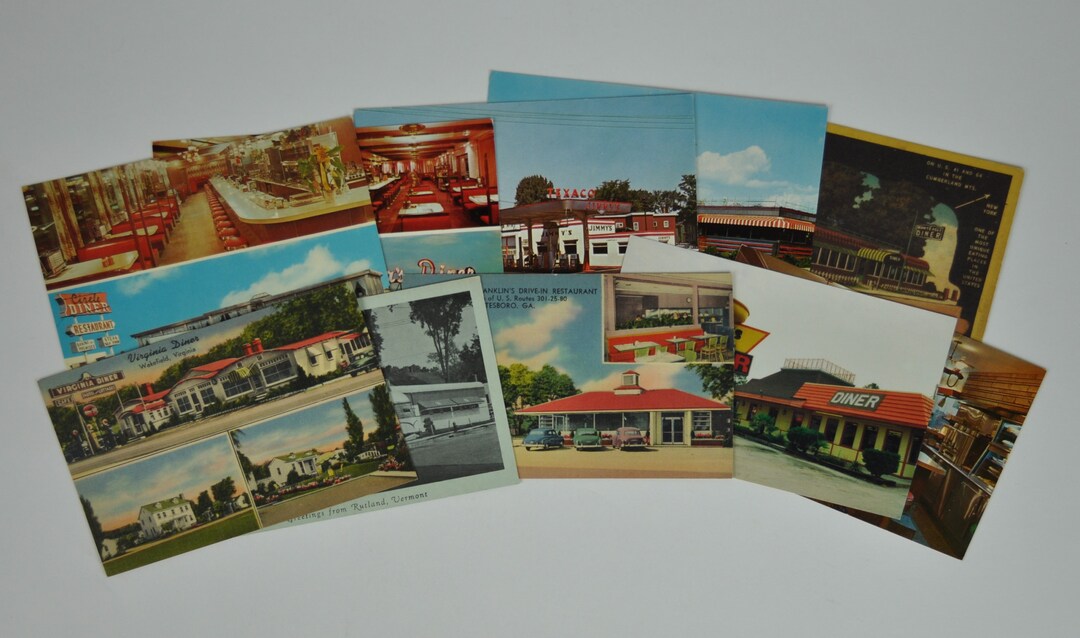Mix of 10 Vintage Diner Postcards - Etsy