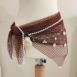 Fishnet Mermaid Waist Wrap & Mini Skirt: Seashell Belt, Festival ...