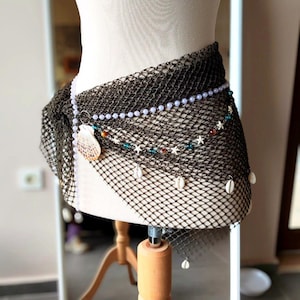 Fishnet Mermaid Hip Scarf & Mini Skirt: Seashell Belt, Festival Fashion ...