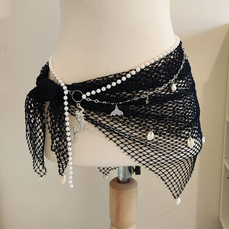 Fishnet Mermaid Hip Scarf & Mini Skirt: Seashell Belt, Festival Fashion ...