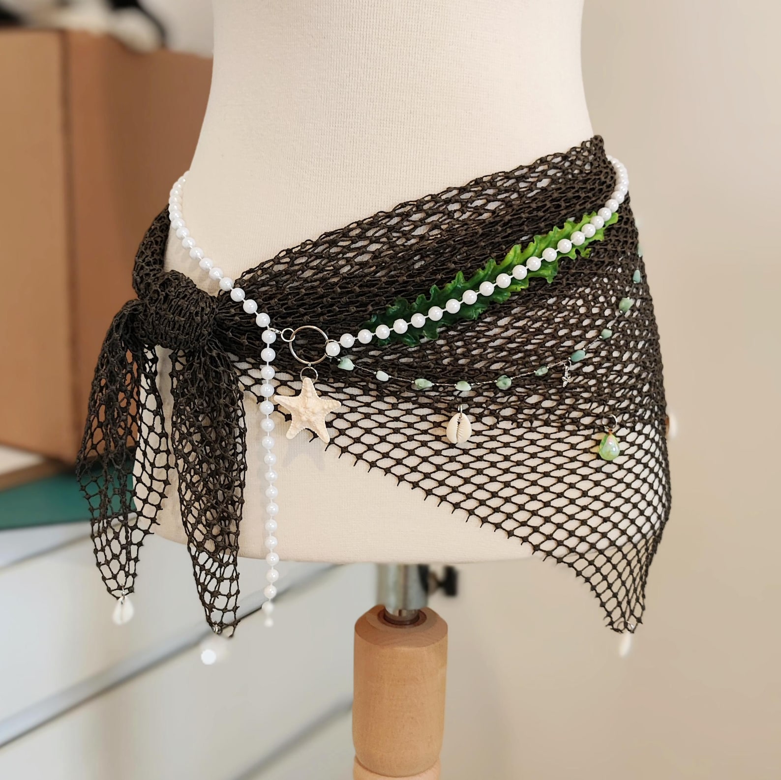 Fishnet Mermaid Hip Scarf & Mini Skirt: Seashell Belt, Festival Fashion ...