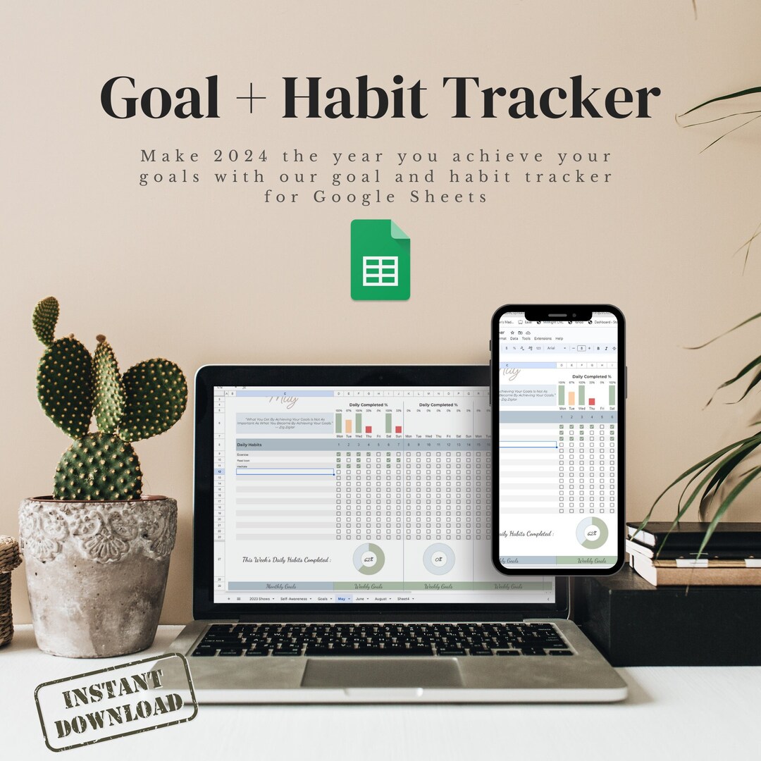 2024 Digital Goal Habit Tracker Google Sheets - Etsy