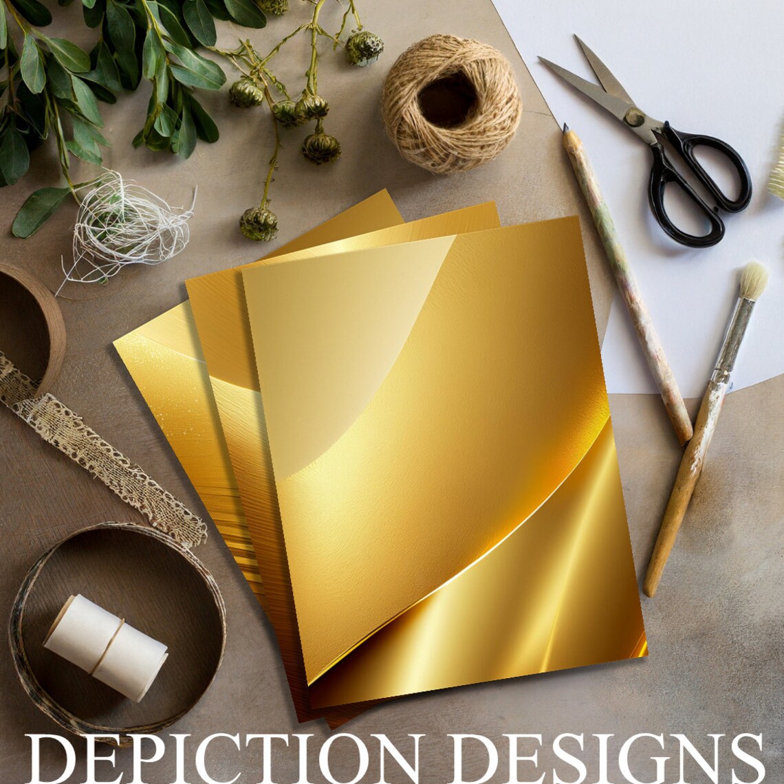 Golden Radiance Digital Papers Abstract Gold Foil Printable Papers ...