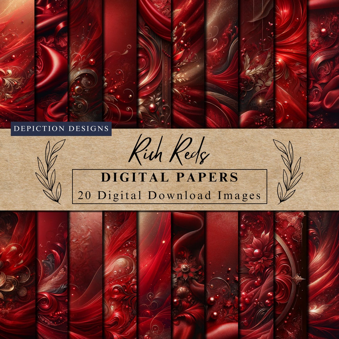 Rich Reds Digital Papers Scrapbooking Paper Digital Download Baroque ...