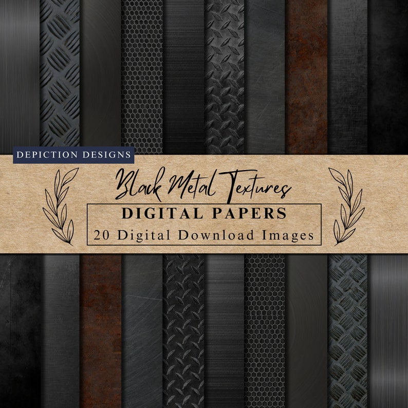 Black Metallic Textures Digital Papers Industrial Metal Texture ...