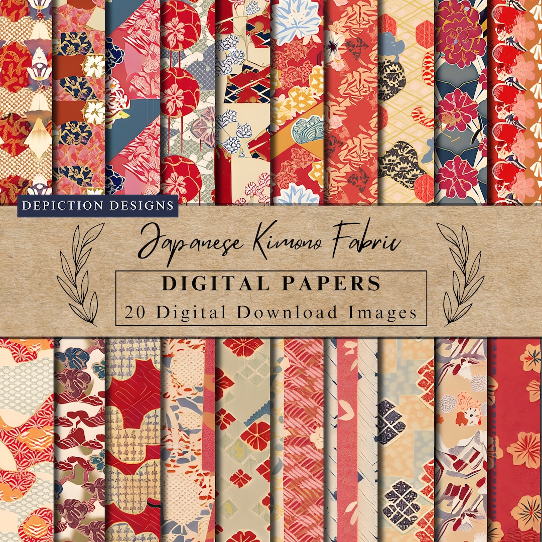 Japanese Kimono Fabric Texture Origami Paper DIY Pattern Printable ...