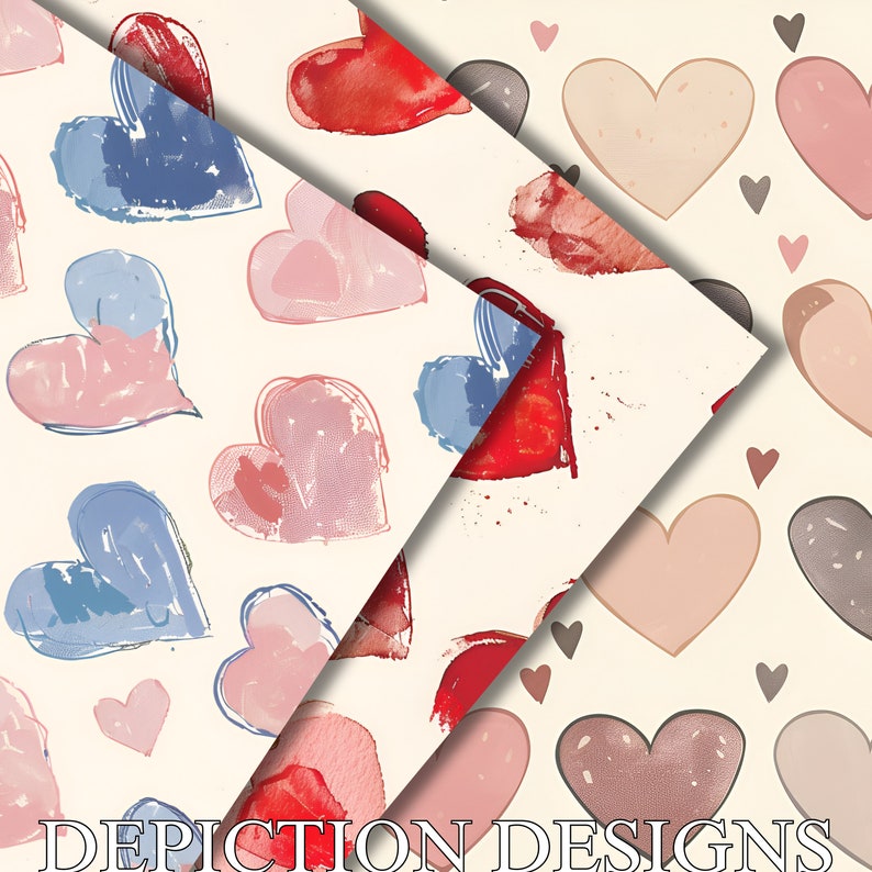 Love Hearts Seamless Pattern Printable Craft Paper DIY Gift Wrapping ...