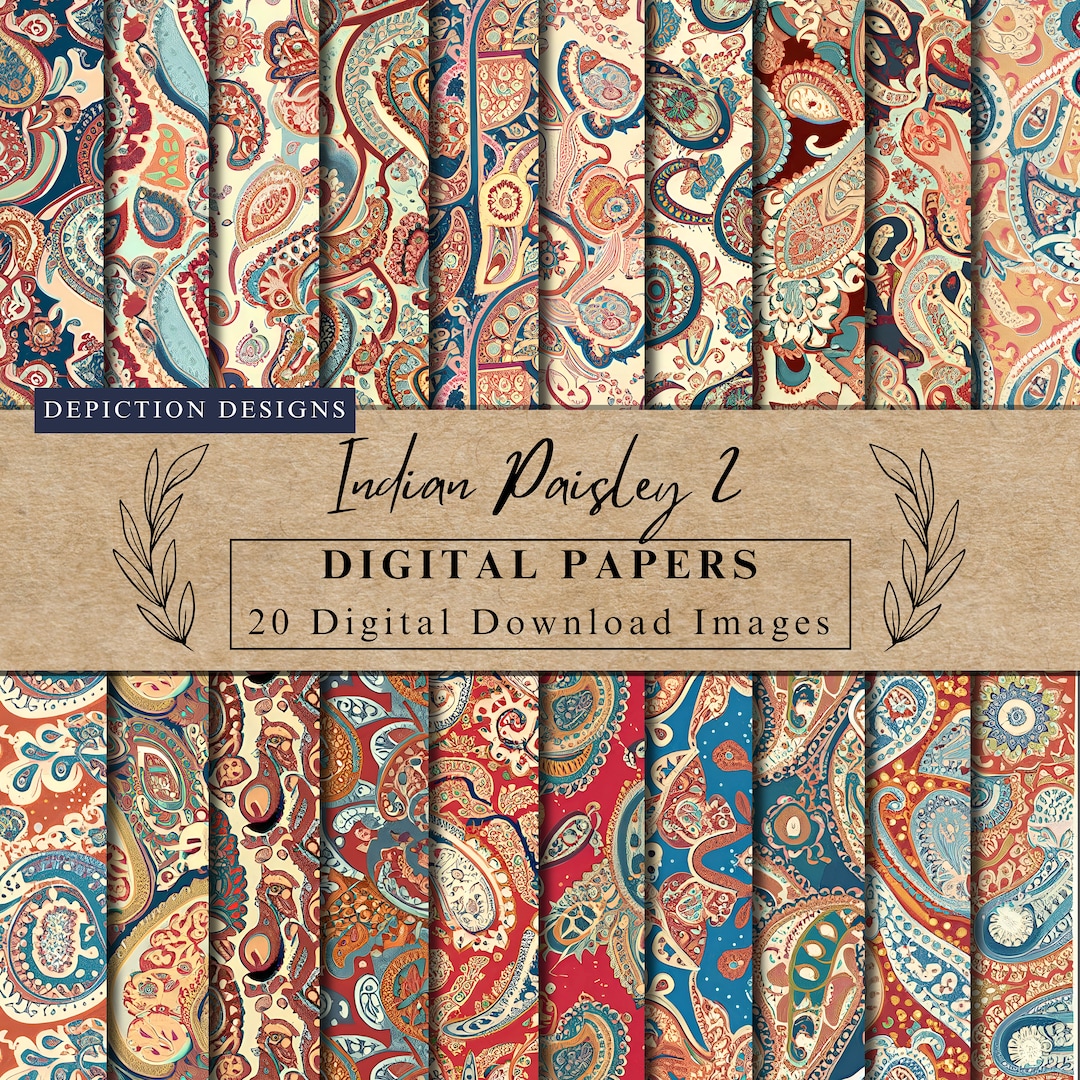 Indian Paisley Digital Papers Collection 2, Instant Download, Printable ...