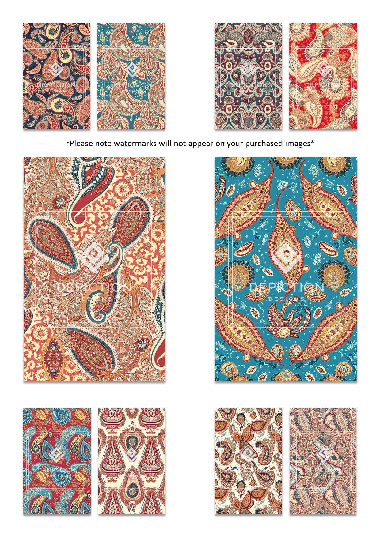 Indian Paisley Digital Papers Collection 3, Instant Download, Printable ...