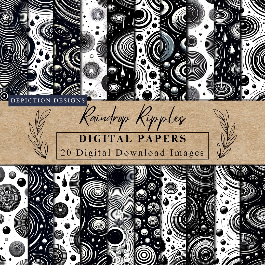 Raindrop Ripples Digital Papers Collection 1, Instant Download ...