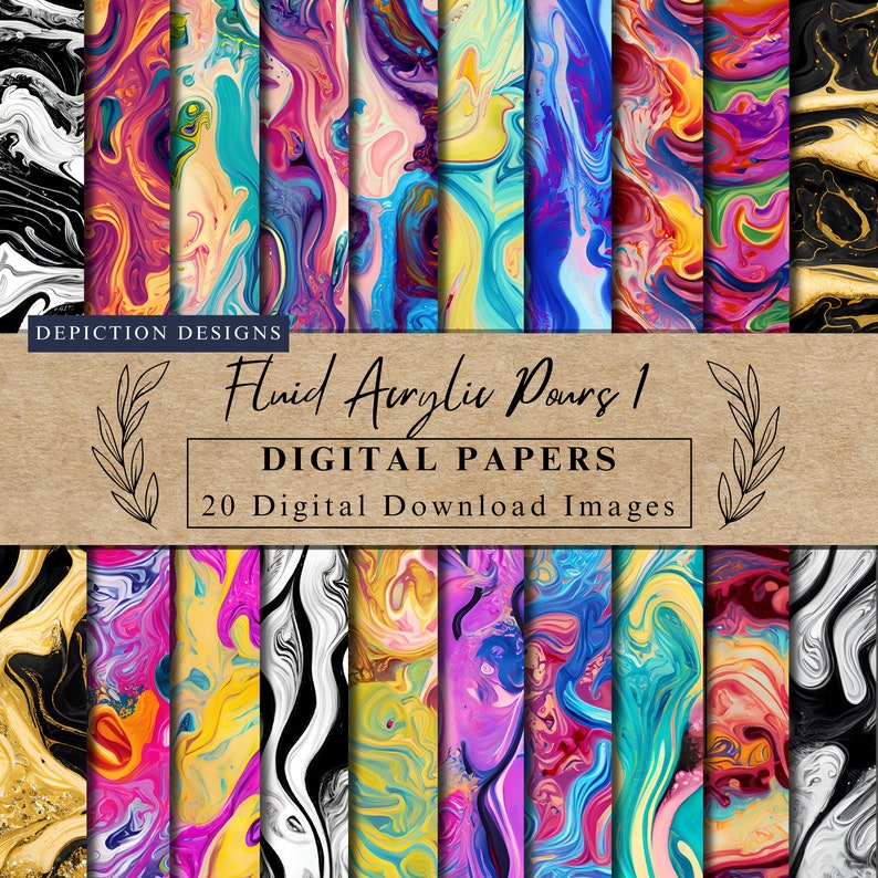 Acrylic Texture Digital Paper Acrylic Pattern Printable Scrapbooking ...