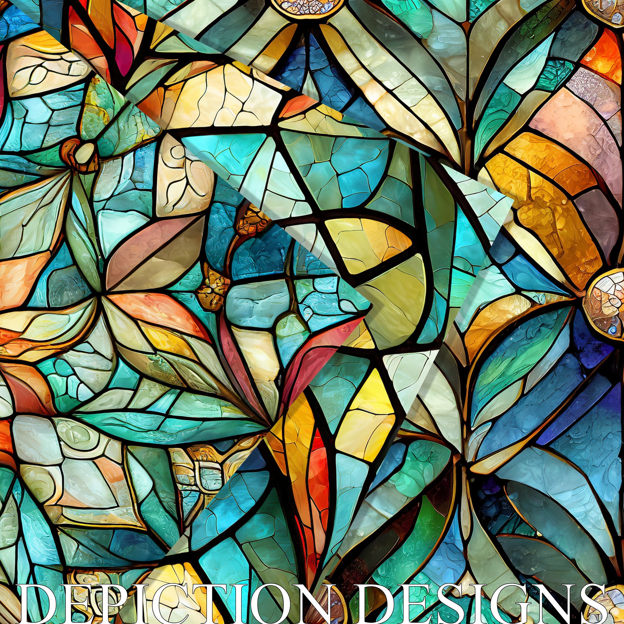 Tiffany Style Stained Glass Digital Paper for Craft Lover DIY Pattern ...