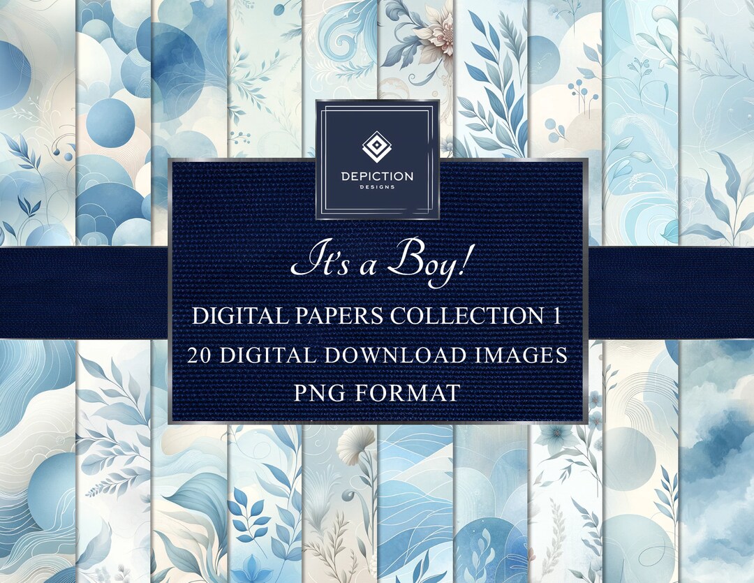 It's a Boy Digital Papers Collection 1, New Born Patterns, Baby Shower ...