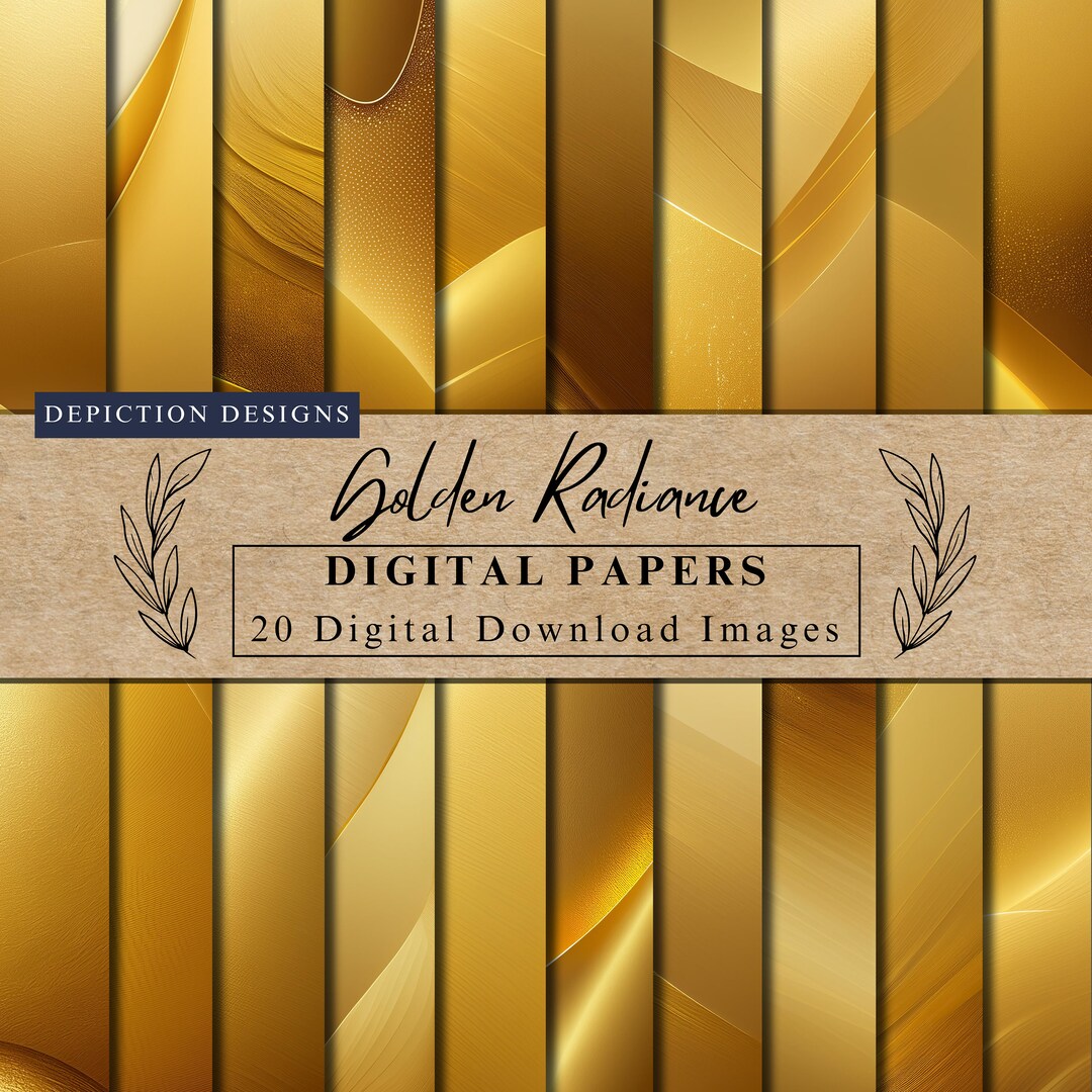 Golden Radiance Digital Papers Abstract Gold Foil Printable Papers ...