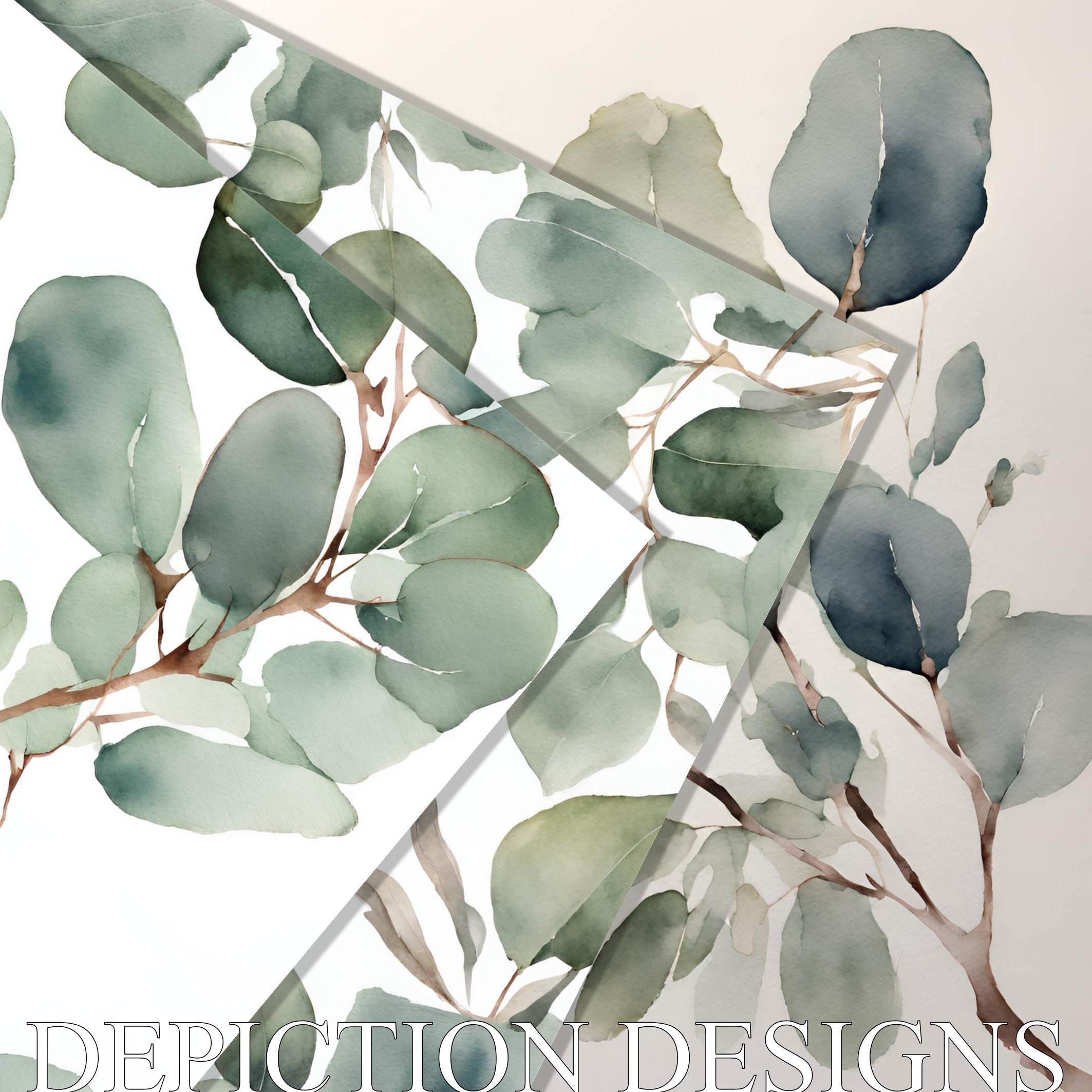 Eucalyptus Leaves Digital Papers Watercolor Leaves Scrapbook Paper ...