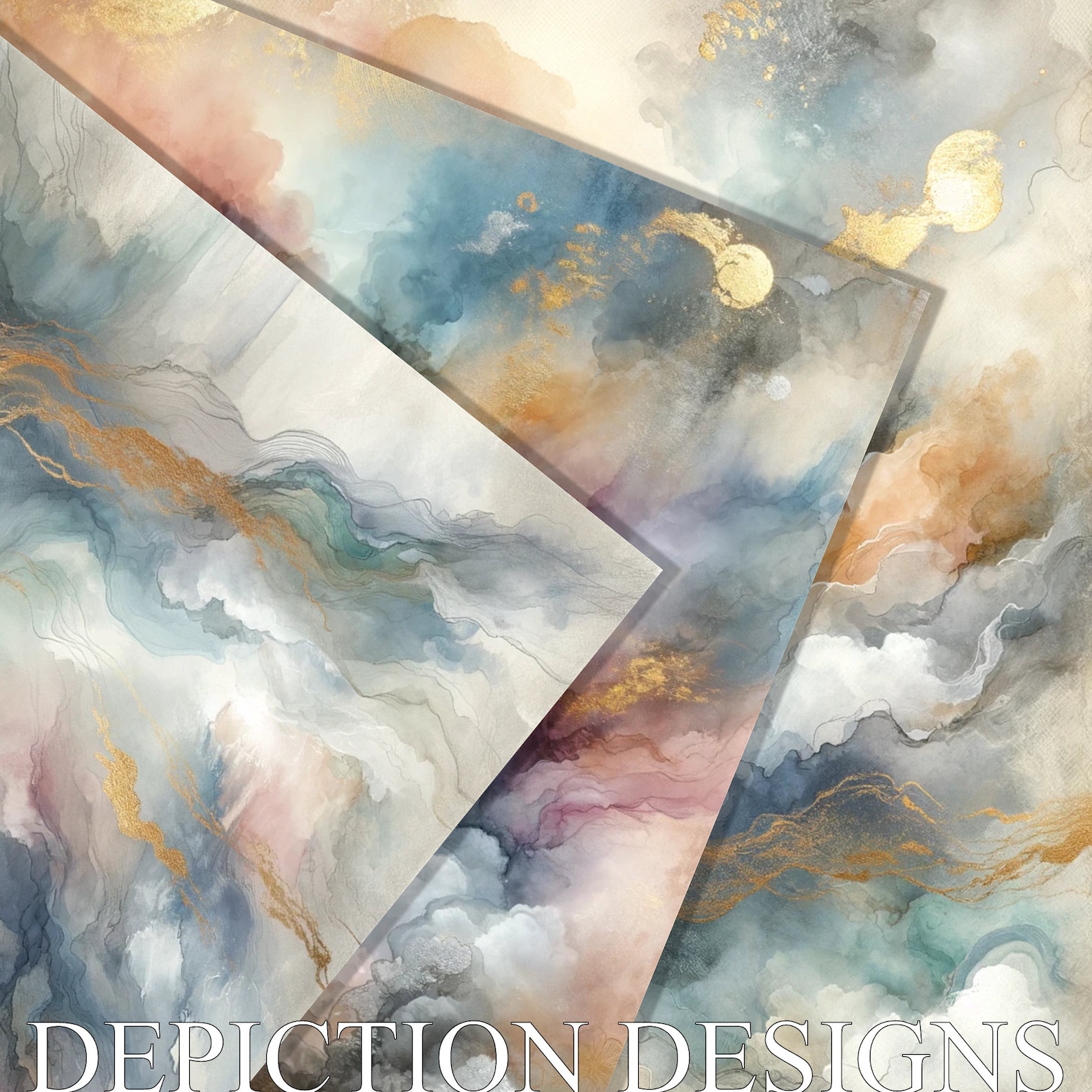 Watercolor and Gold Digital Papers Abstract Gold Foil Watercolor ...