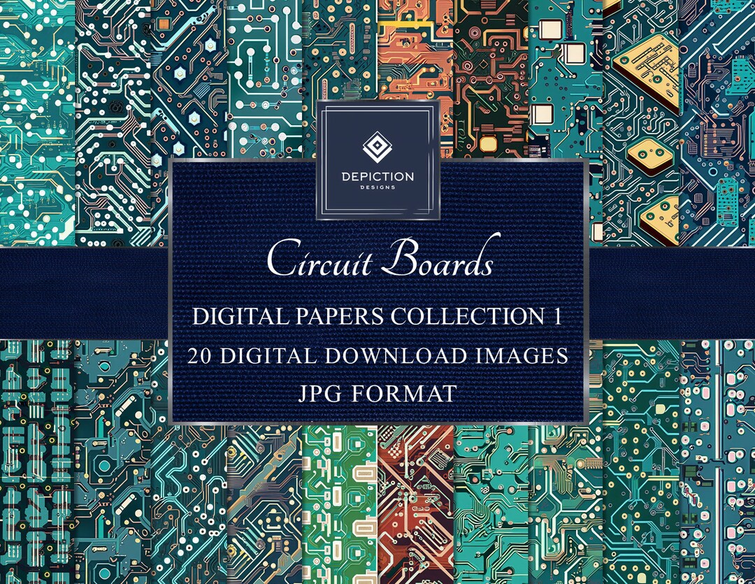 Circuit Boards Digital Papers Collection 1, Instant Download, Tech ...