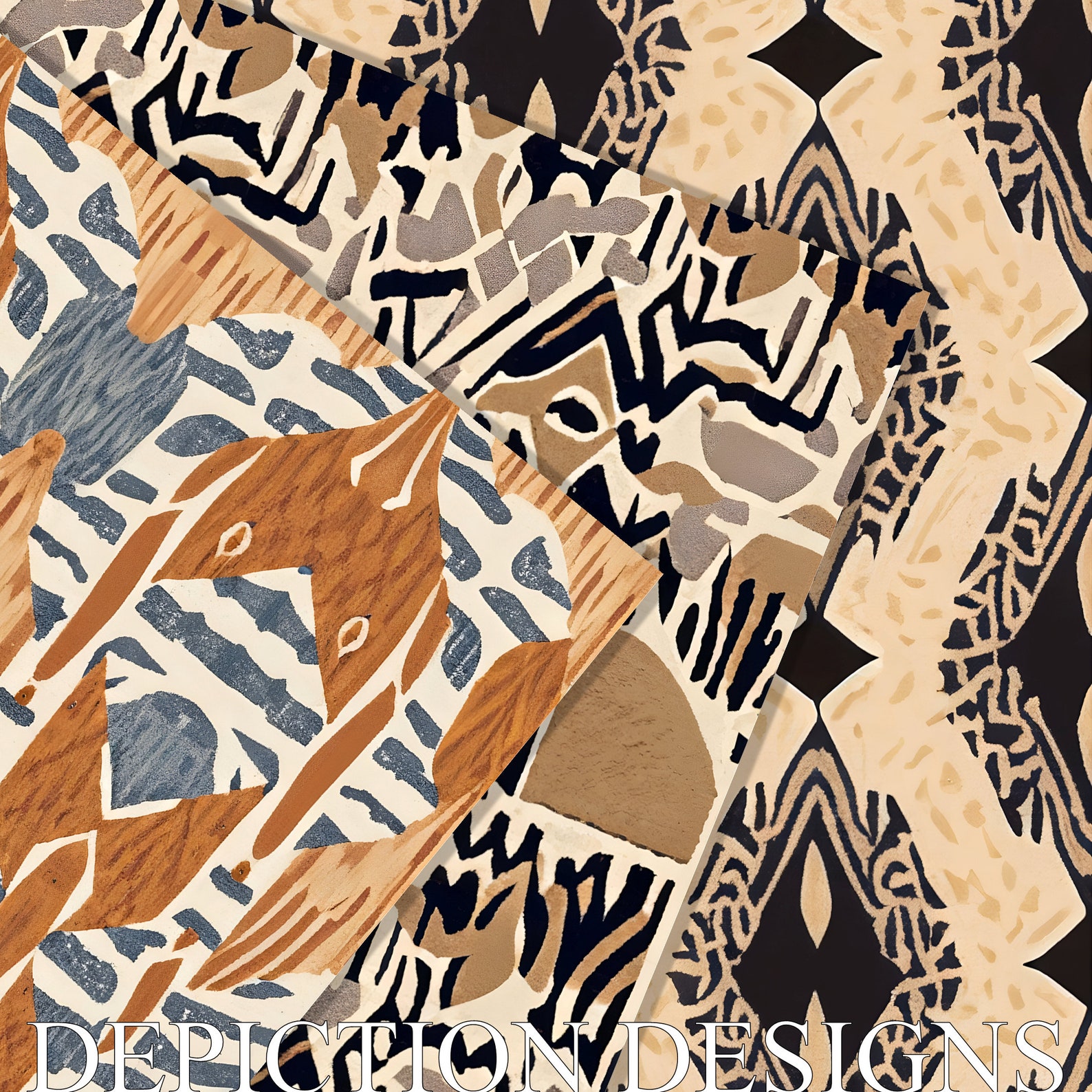 African Mudcloth Patterns Digital Paper for DIY Crafting Activity ...