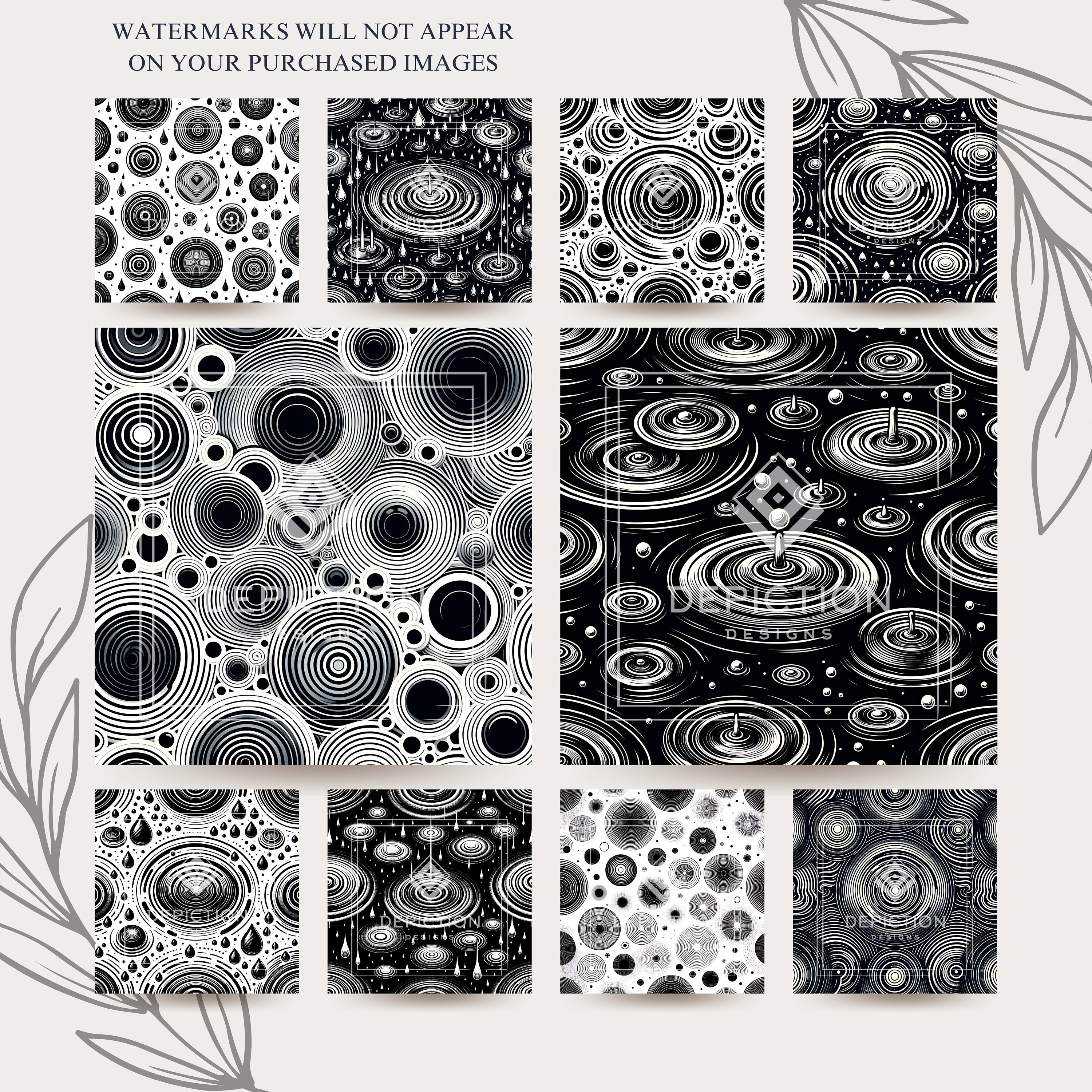 Raindrop Ripples Digital Papers Collection 1, Instant Download ...