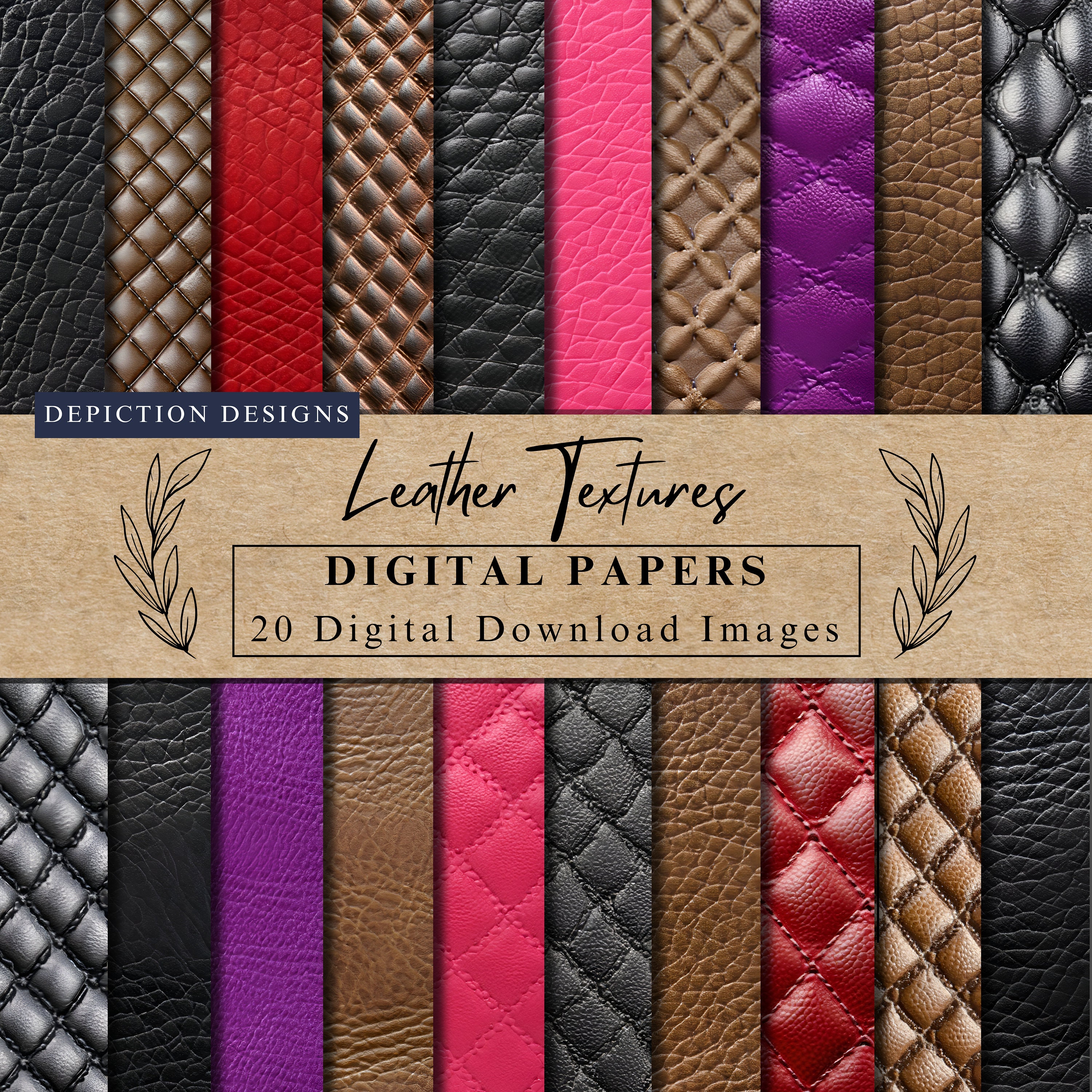 Leather Texture Printable Scrapbooking Paper Leather Junk Journal Page ...