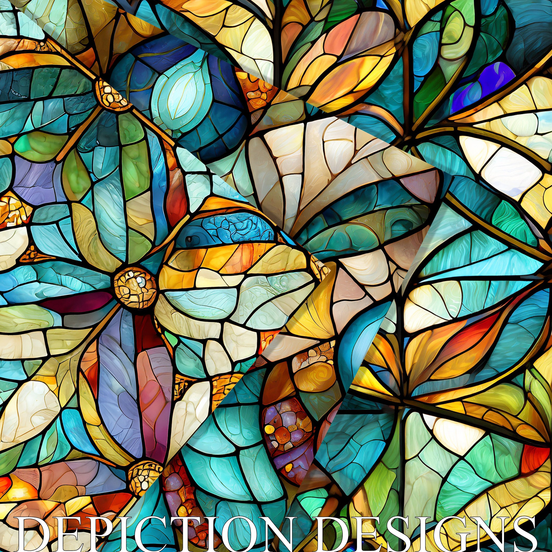 Tiffany Style Stained Glass Digital Paper for Craft Lover DIY Pattern ...