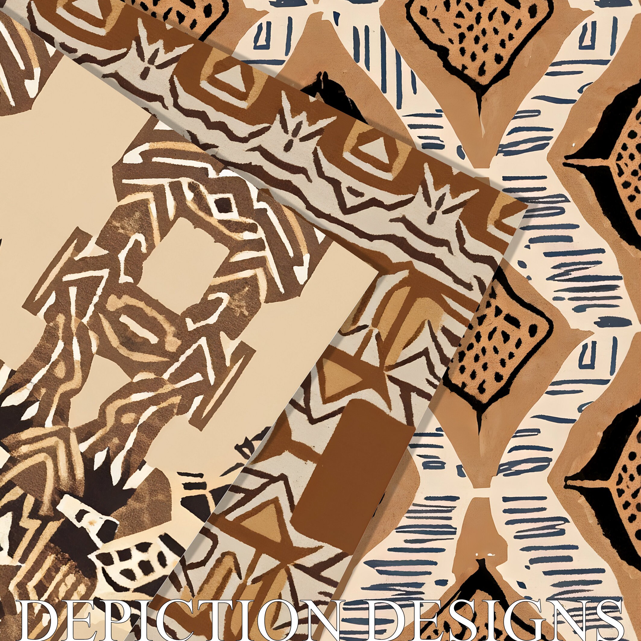 African Mudcloth Patterns Digital Paper for DIY Crafting Activity ...