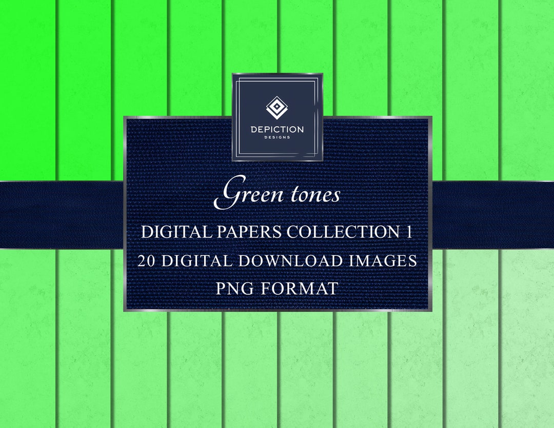 Green Tones Digital Paper Gradient Tones Color Palette Set Gradient ...