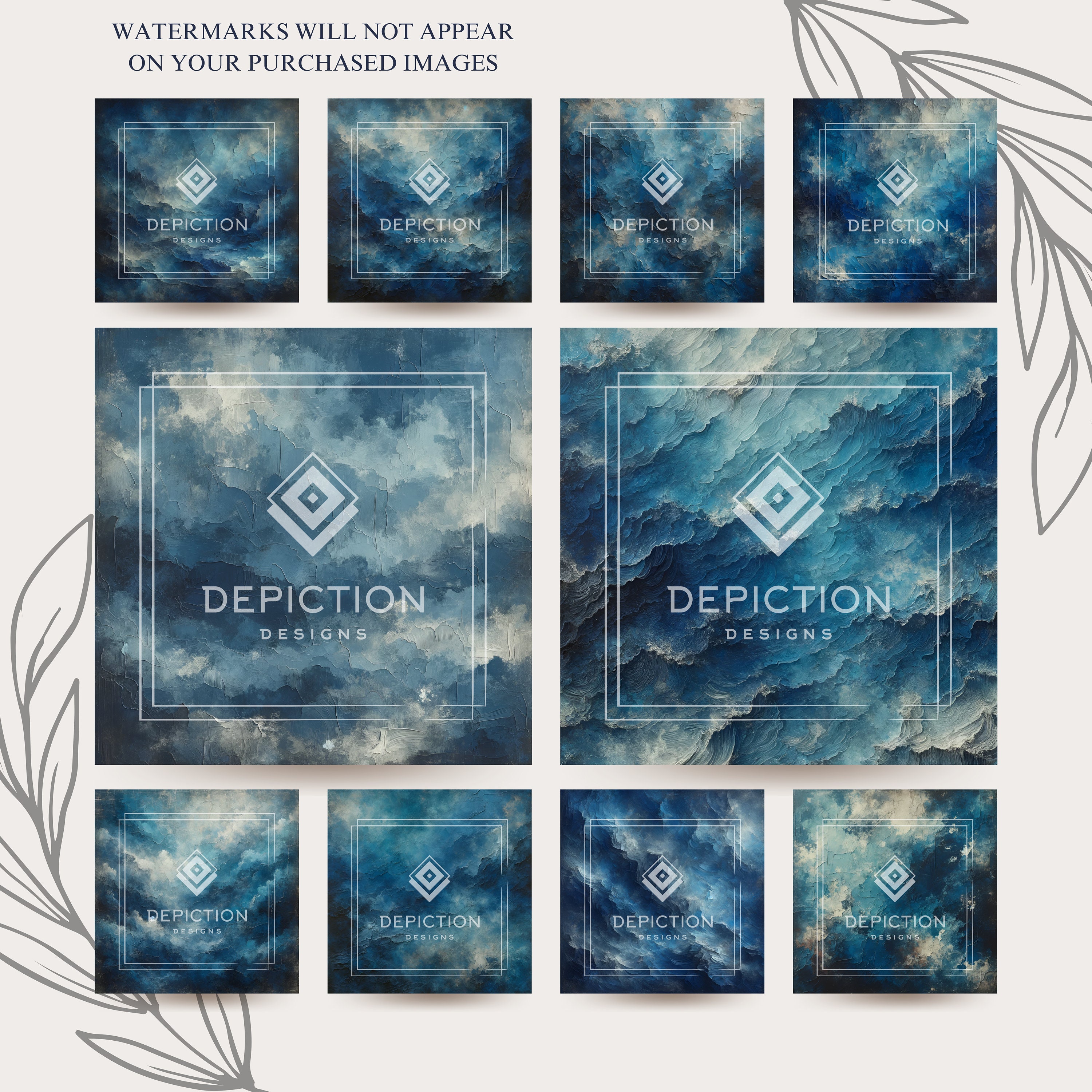 Artistic Blue Tones Digital Papers Dark Blue Painted Textures Creative ...