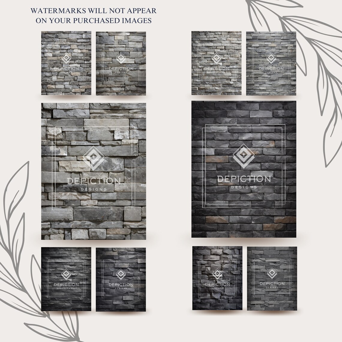 Realistic Brick Wall Textures Digital Papers Grunge Stone Wall ...