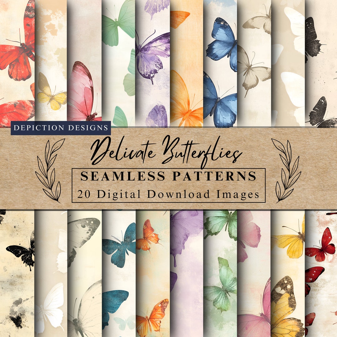 Seamless Butterfly Pattern Printable Craft Paper Supplies for Card ...