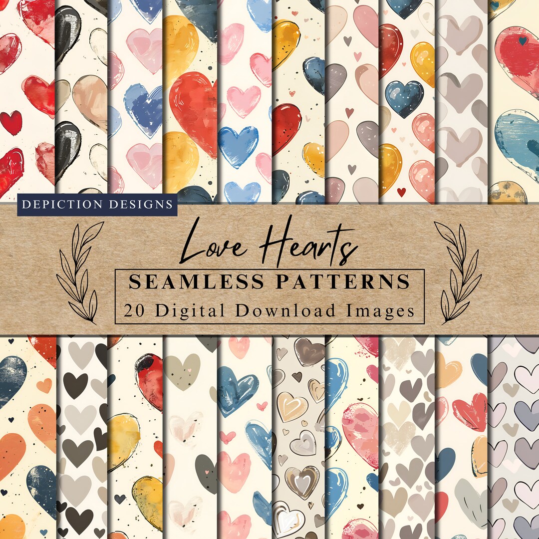 Love Hearts Seamless Pattern Printable Craft Paper DIY Gift Wrapping ...