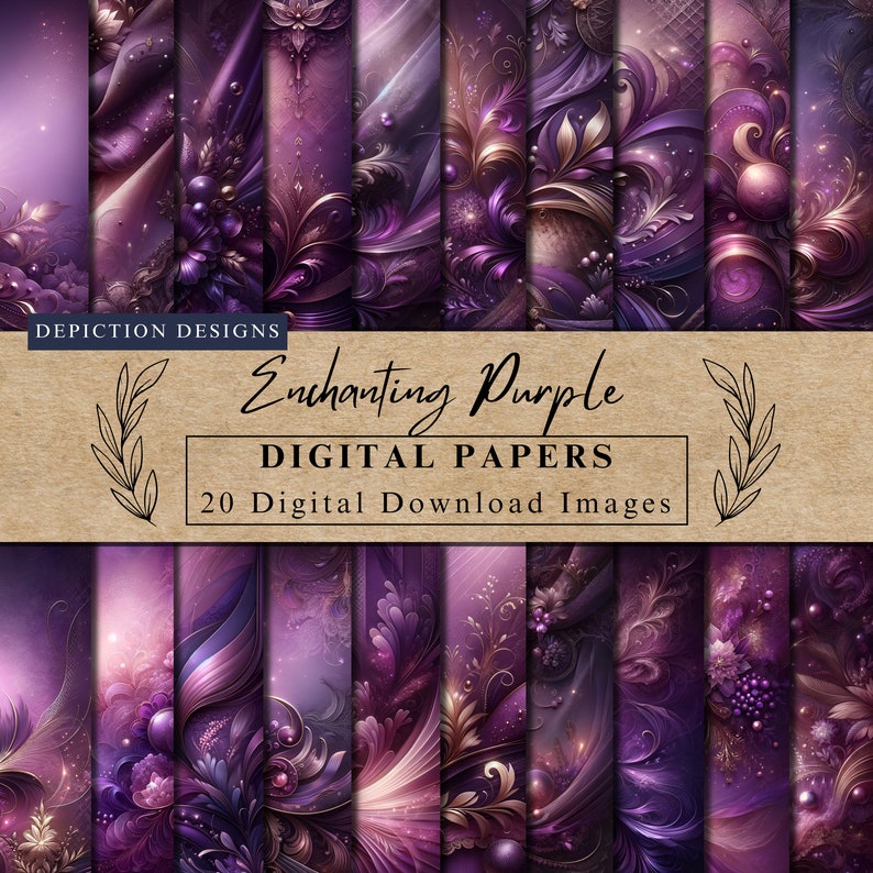 Enchanting Purple Digital Paper Scrapbooking Paper Digital Download ...