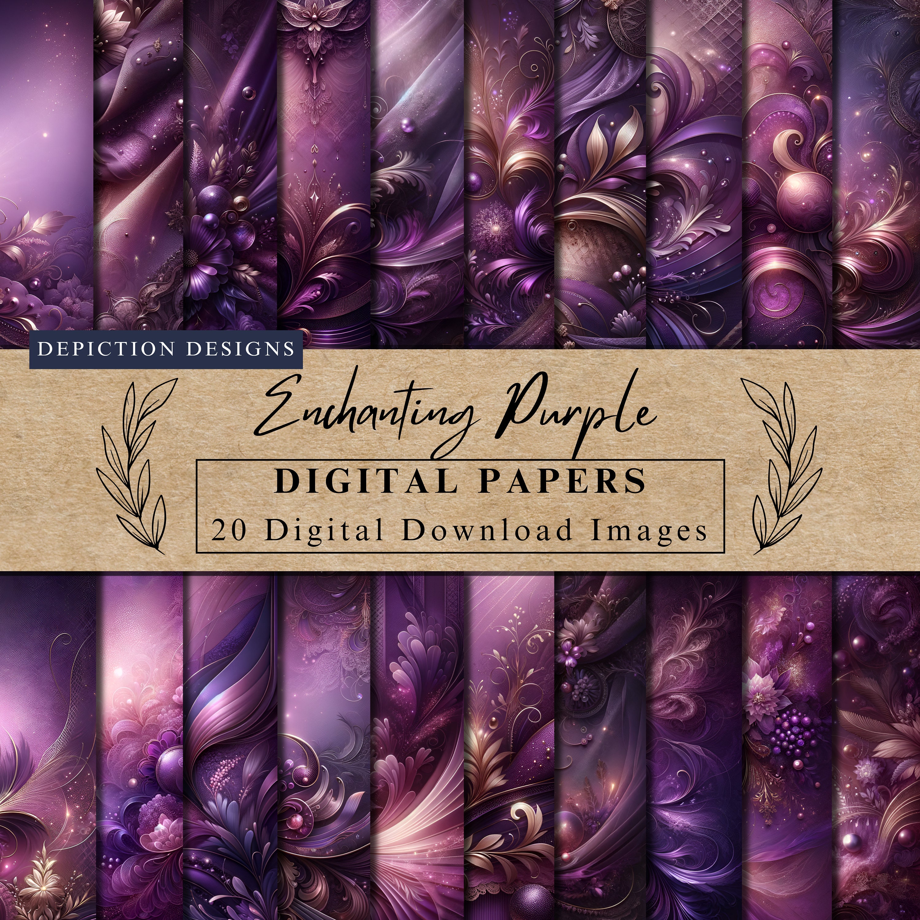 Enchanting Purple Digital Paper Scrapbooking Paper Digital Download ...