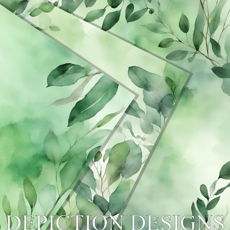 Eucalyptus Leaves Digital Papers Watercolor Leaves Scrapbook Paper ...