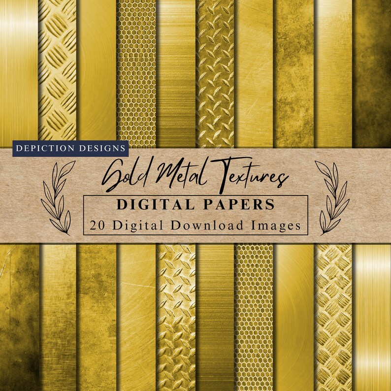 Gold Metal Textures Digital Papers Collection Instant Download ...