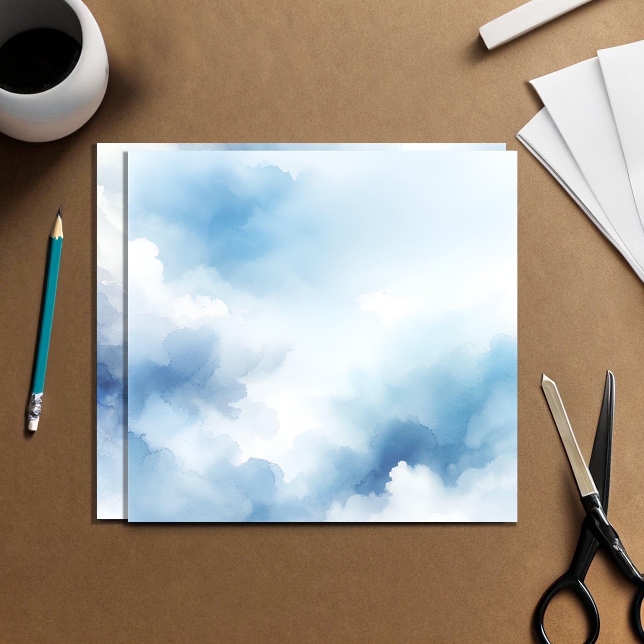 Blue Sky Texture Digital Paper Cloud Pattern for DIY Crafting Activity ...
