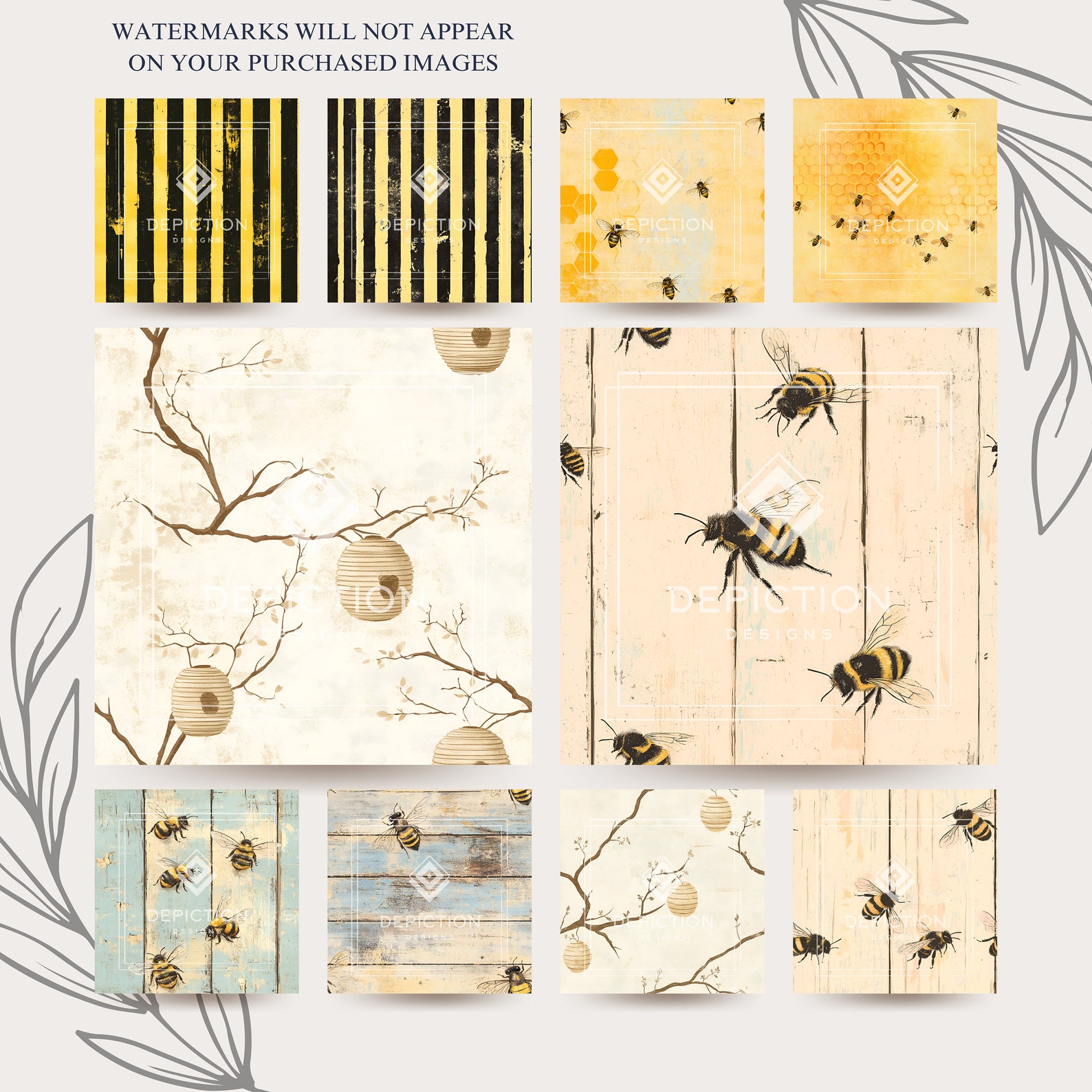 Bee Seamless Pattern Honey Bees Scrapbook Paper Honeycomb Digital Paper ...