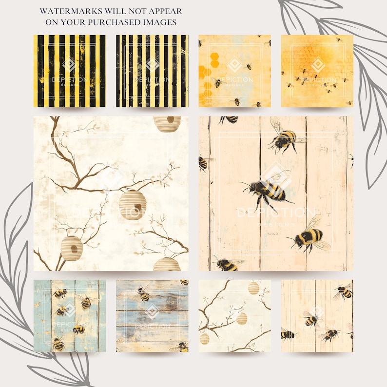 Bee Seamless Pattern Honey Bees Scrapbook Paper Honeycomb Digital Paper ...