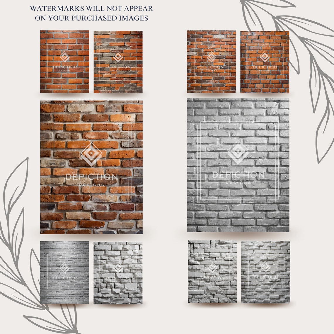 Realistic Brick Wall Textures Digital Papers Grunge Stone Wall ...