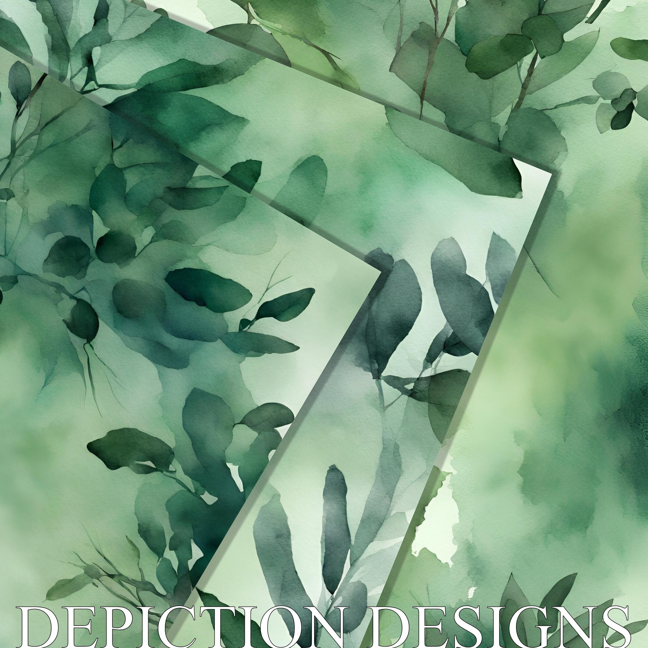 Eucalyptus Leaves Digital Papers Watercolor Leaves Scrapbook Paper ...