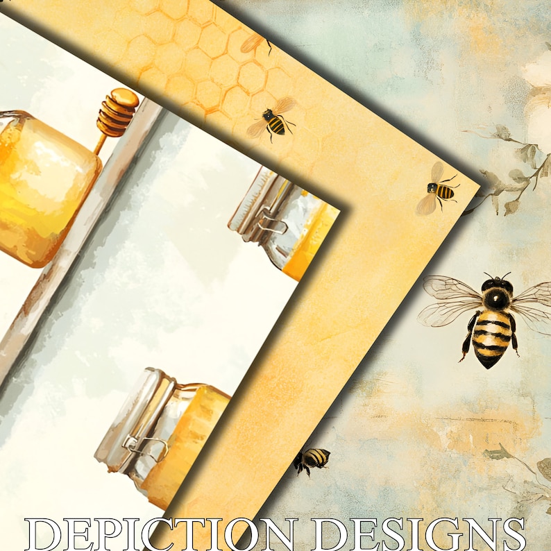 Bee Seamless Pattern Honey Bees Scrapbook Paper Honeycomb Digital Paper ...