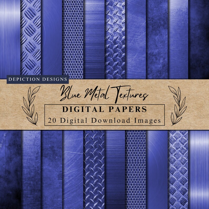 Blue Metal Textures Digital Paper Brushed Metal Blue Metallics Blue ...