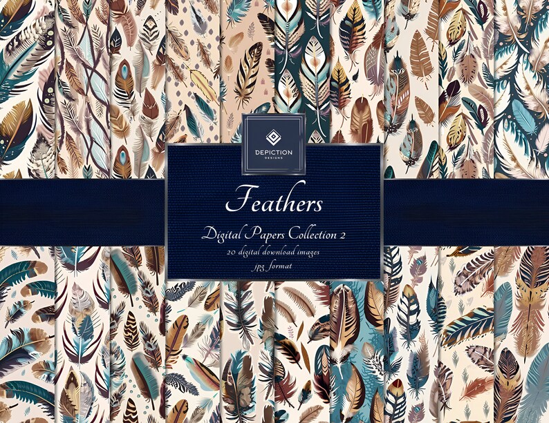 Feather Digital Papers Collection 2, Instant Download, Printable ...