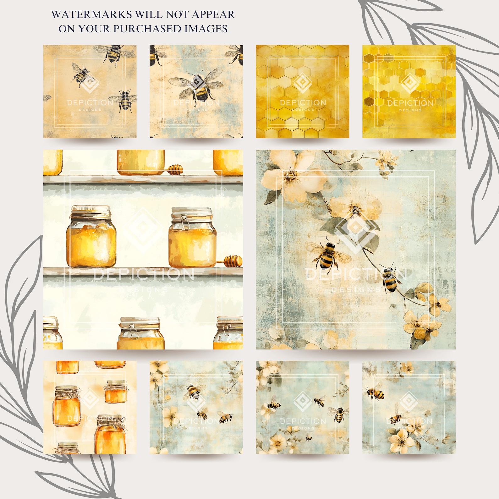Bee Seamless Pattern Honey Bees Scrapbook Paper Honeycomb Digital Paper ...