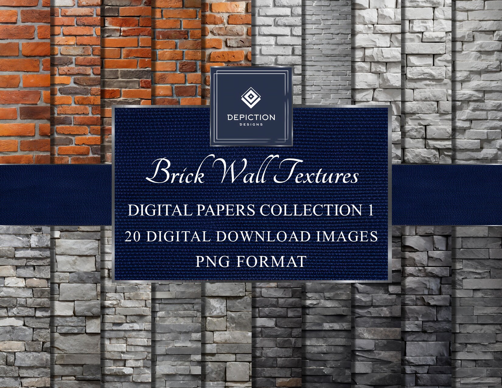 Realistic Brick Wall Textures Digital Papers Grunge Stone Wall ...