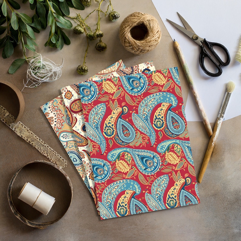 Indian Paisley Digital Papers Collection 3, Instant Download, Printable ...