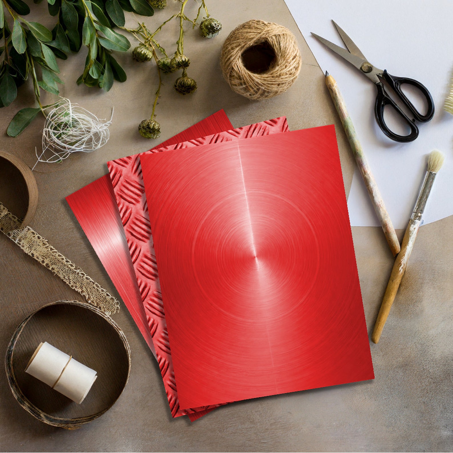 Red Metal Textures Digital Papers Brushed Metal Red Textured ...