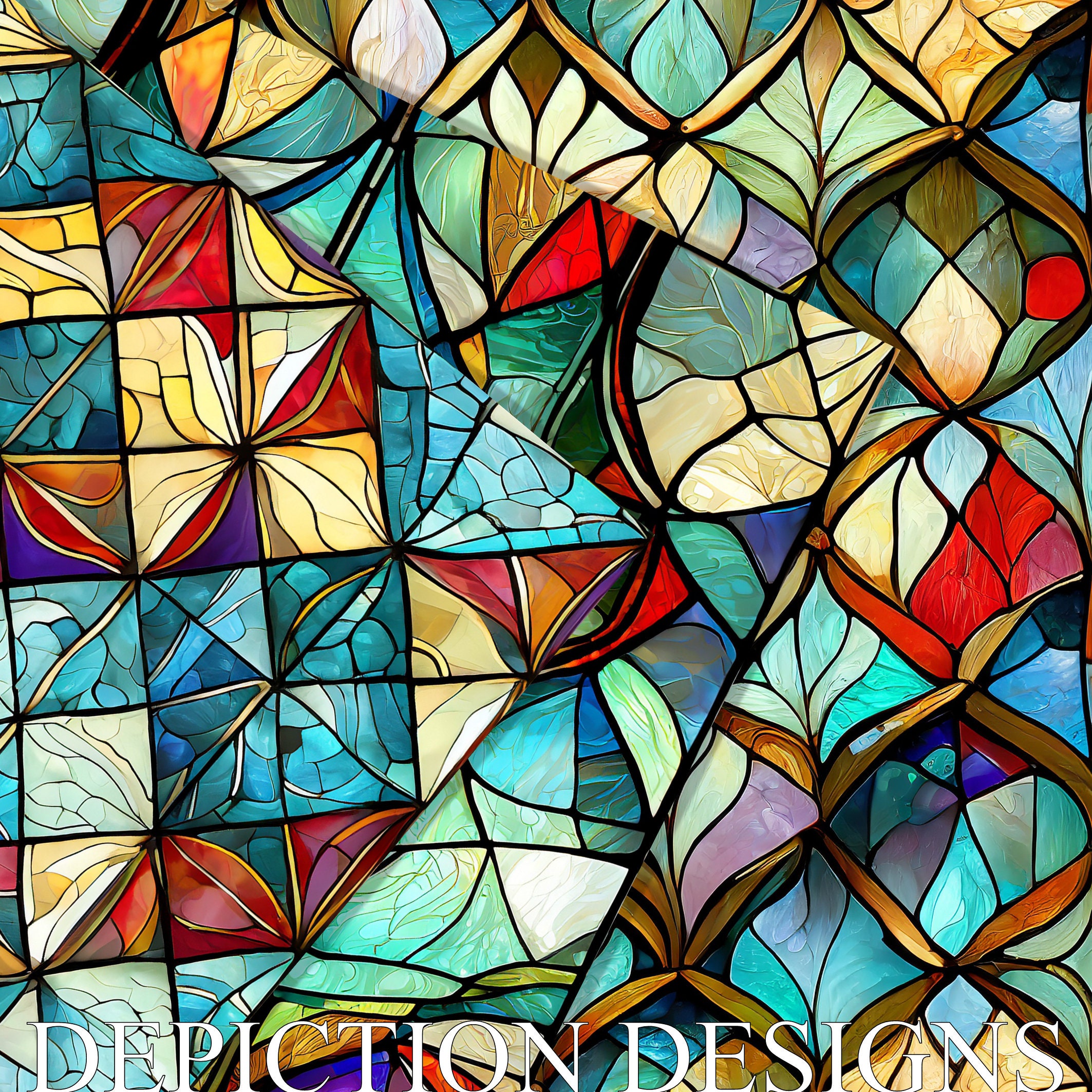 Tiffany Style Stained Glass Digital Paper for Craft Lover DIY Pattern ...