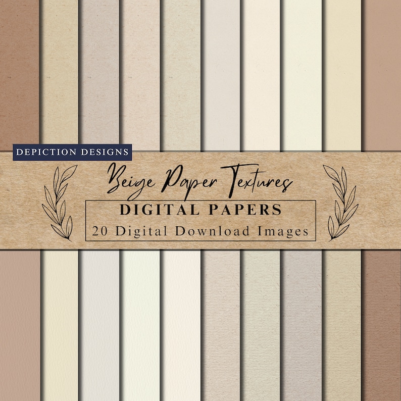Beige Paper Textures Digital Papers Color Palette Set Soft Textured ...