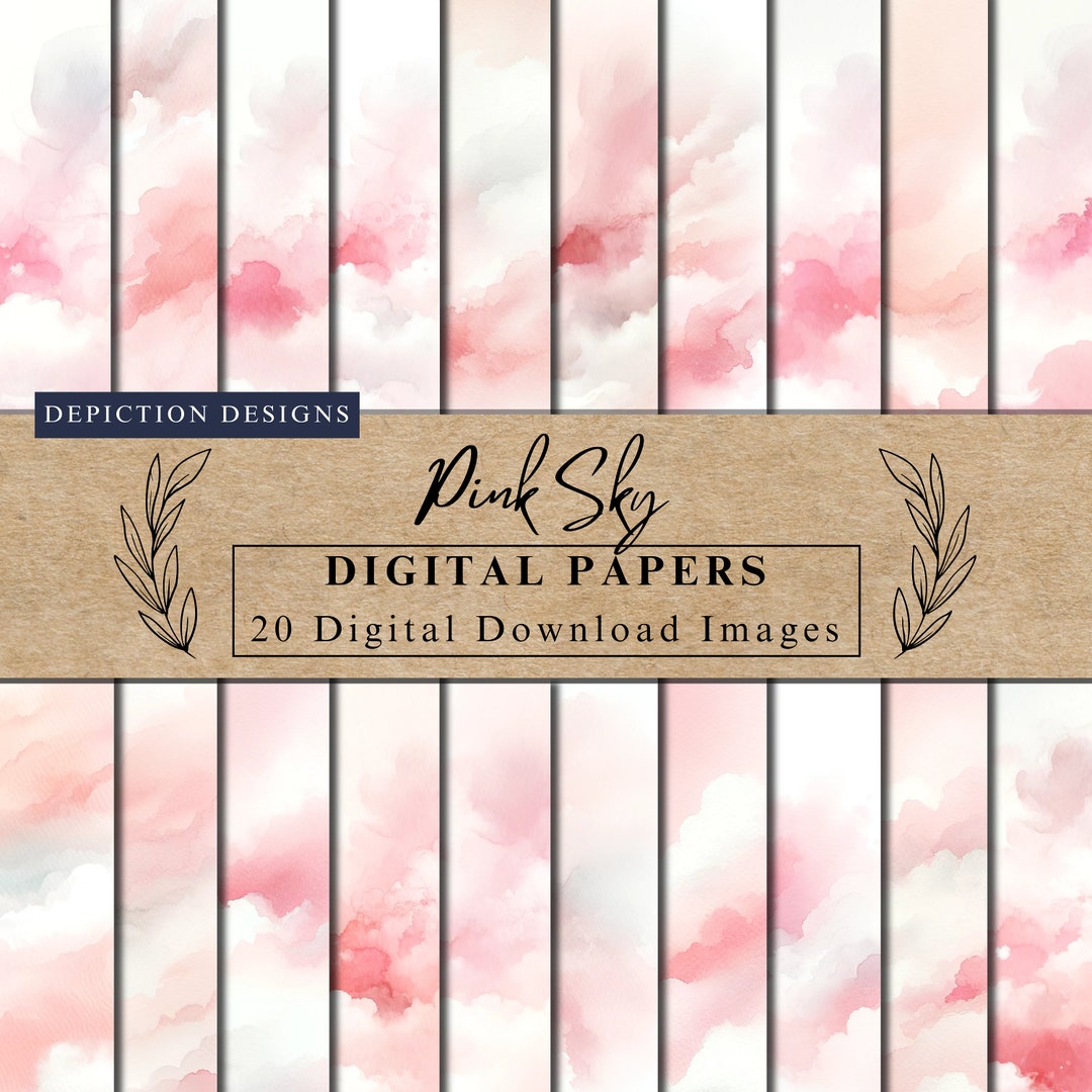 Pink Sky Digital Papers Soft Watercolour Craft Paper Paper Sky ...
